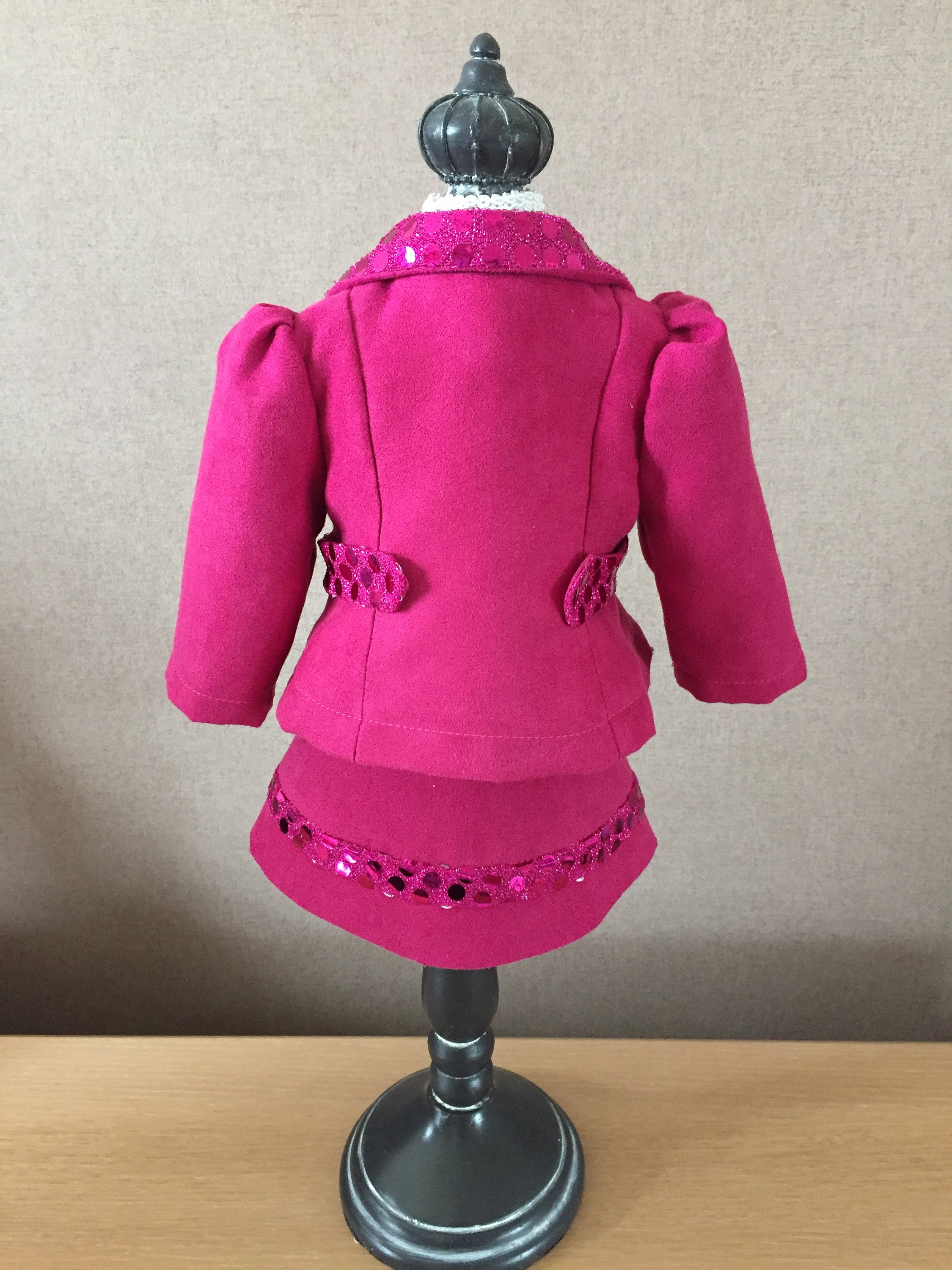 Handmade Dolls Jacket and Skirt Fushia Pink With Faux Suede With Sequin ...