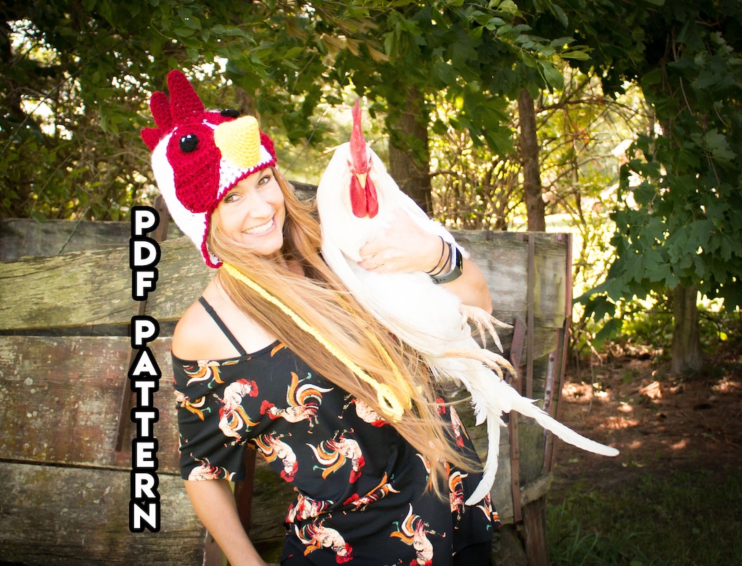 Rooster Hat Crochet PATTERN DIGITAL PDF, Chicken Hat Pattern Instant ...
