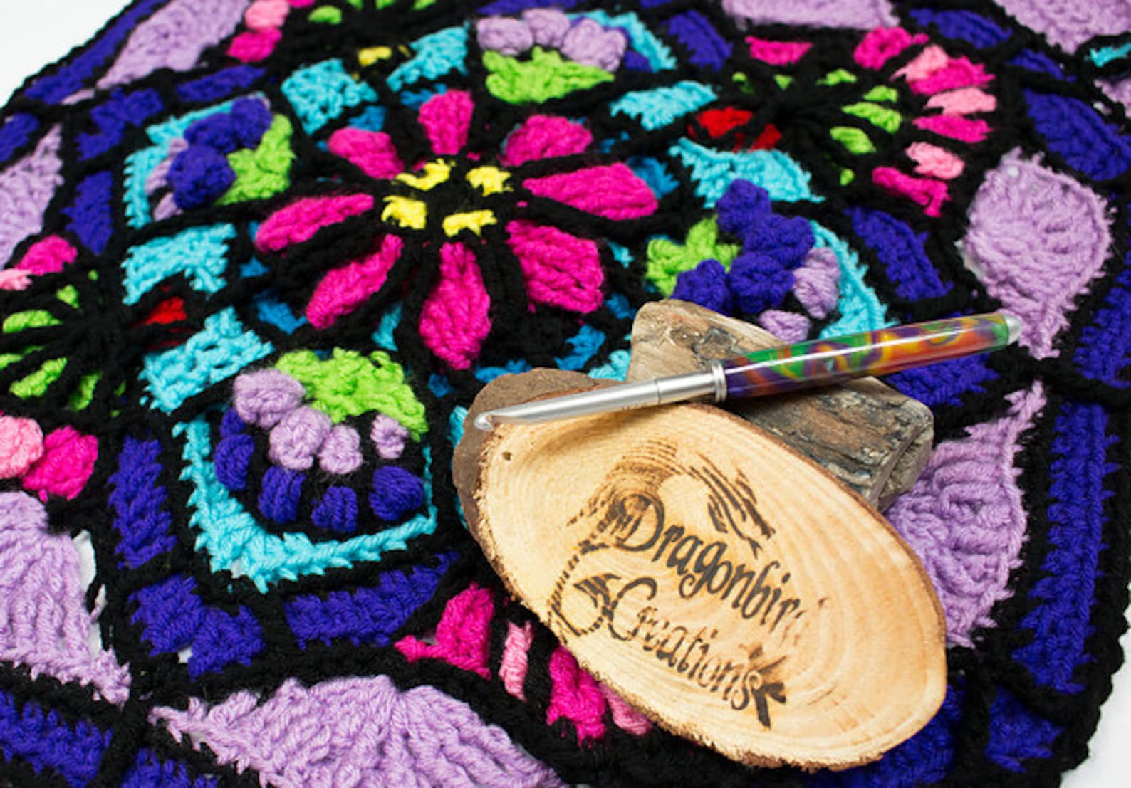 Crochet Pattern Dragon Flower Stained Glass Square PDF DIGITAL DOWNLOAD ...