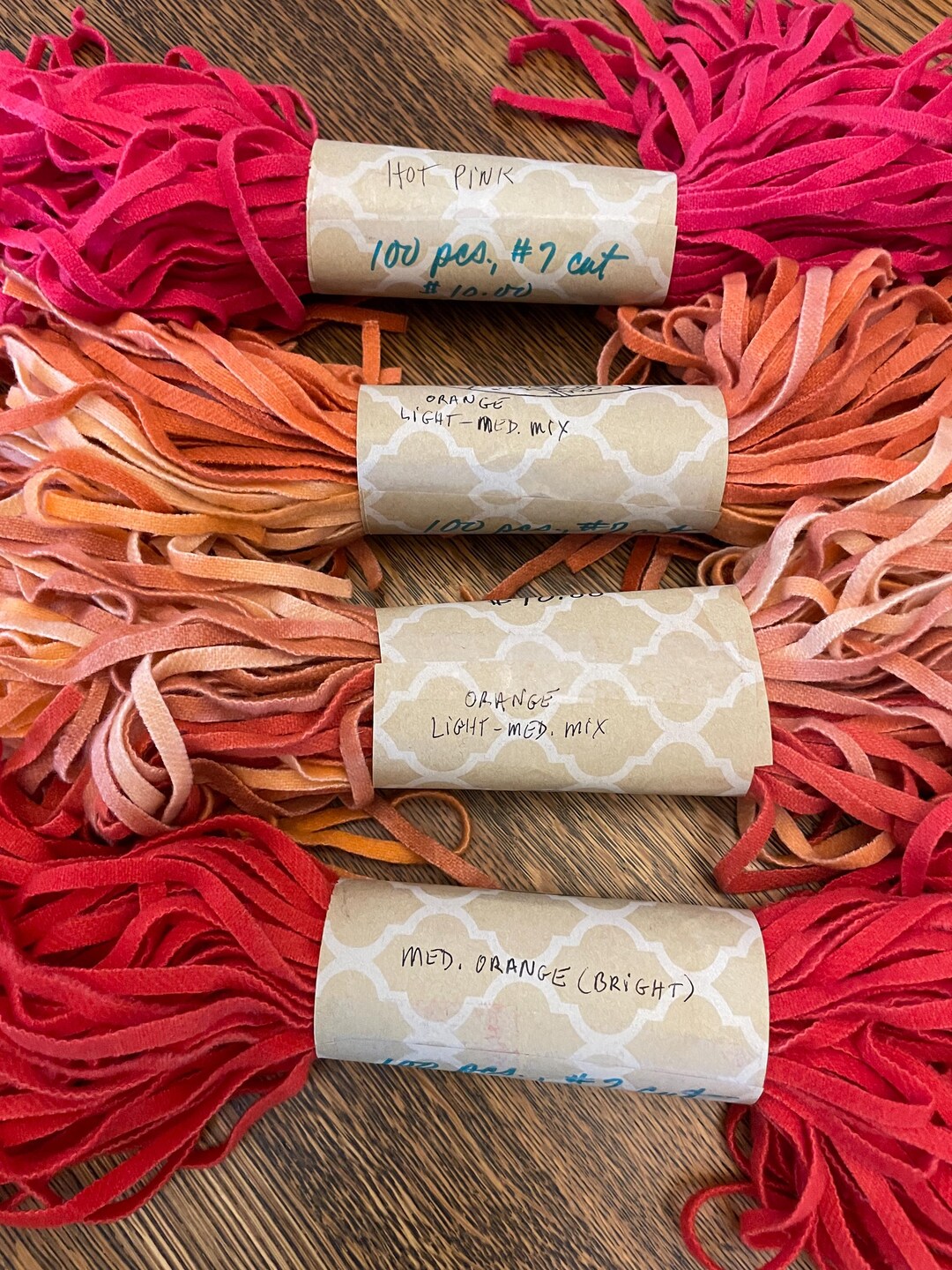 CUT STRIP BUNDLES, 7 Cut, 100% Wool Hand-dyed Fabric for Hooking approx ...