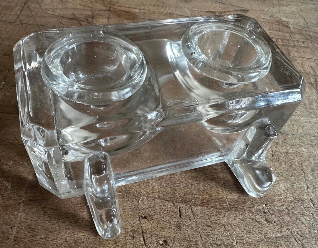 Vintage Double Glass Ink Well Desk Accessory - Etsy