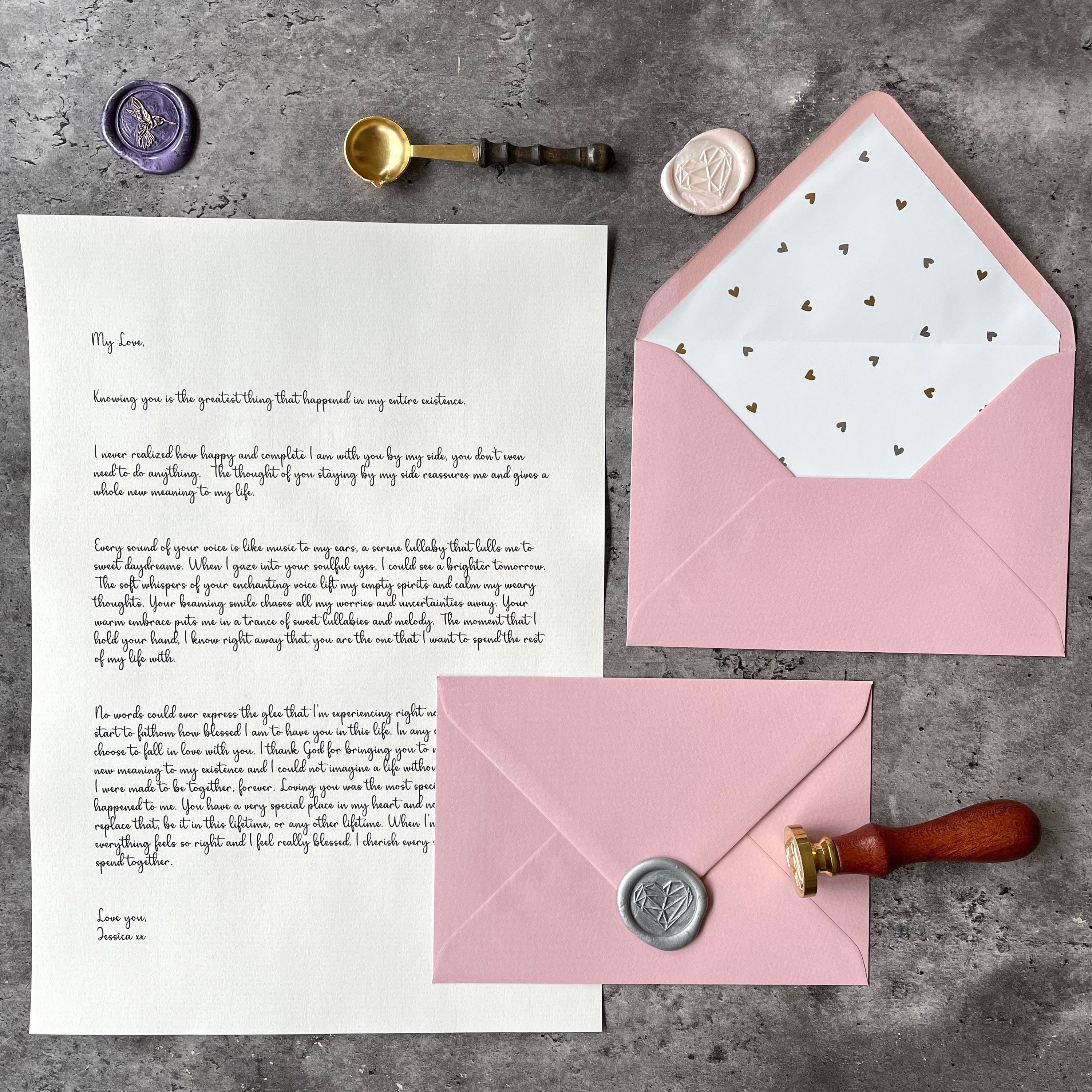 Love Letter Hearts Personalised Gift Present Wax Sealed - Etsy UK