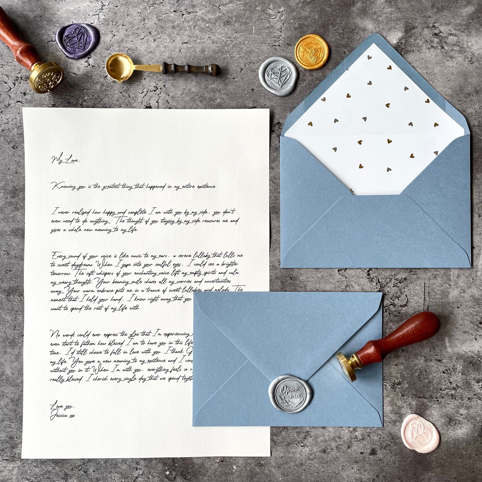 Love Letter Hearts Personalised Gift Present Wax Sealed - Etsy