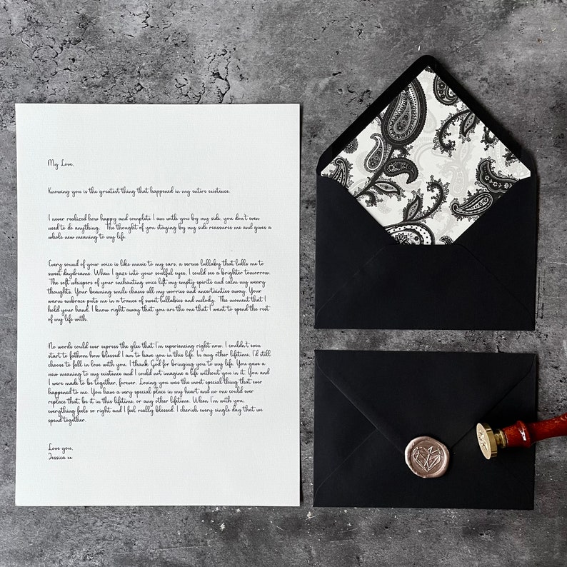 Love Letter Paisley Personalised Gift Present Wax Sealed - Etsy