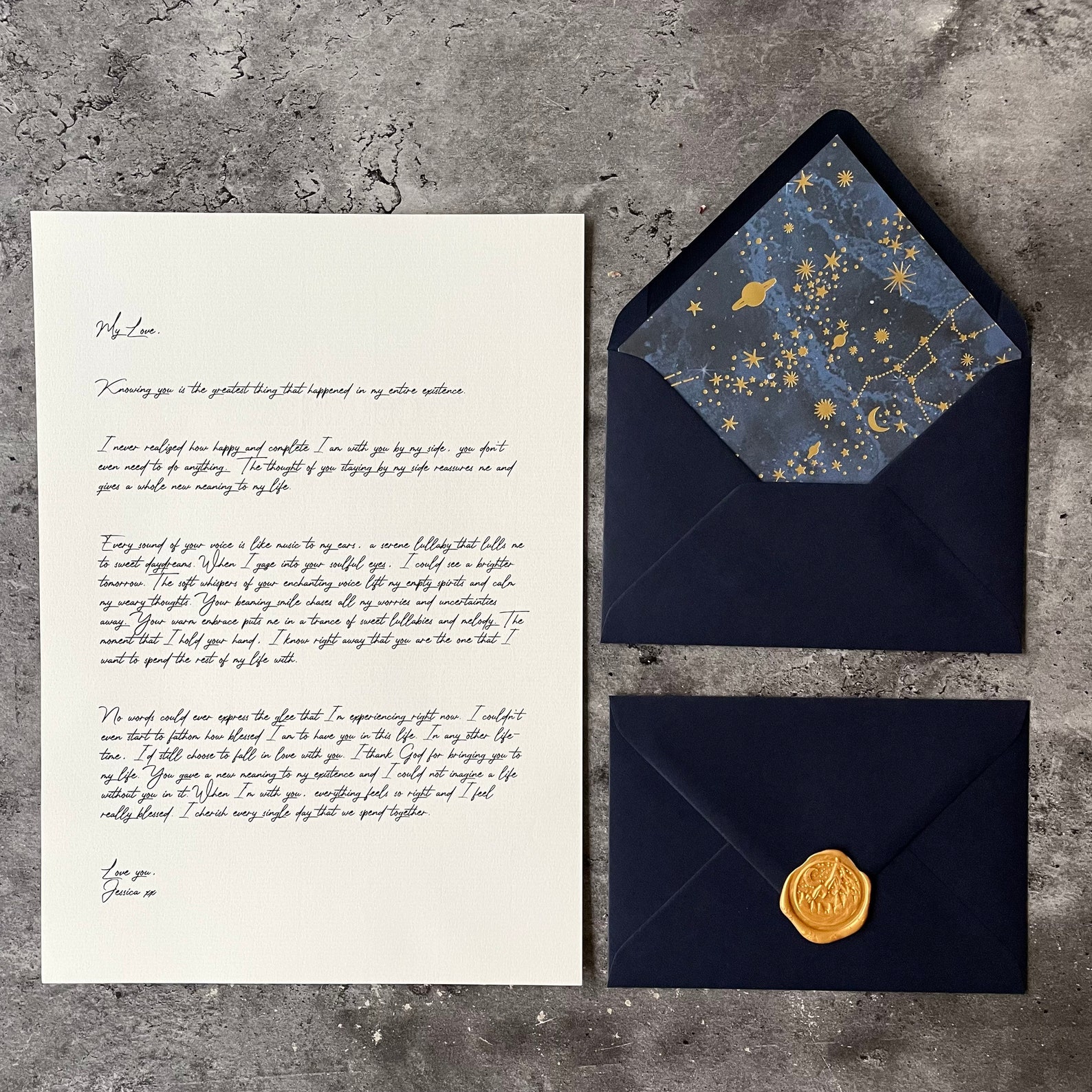 Love Letter | Stars | Personalised Gift Present | Wax Sealed | for ...