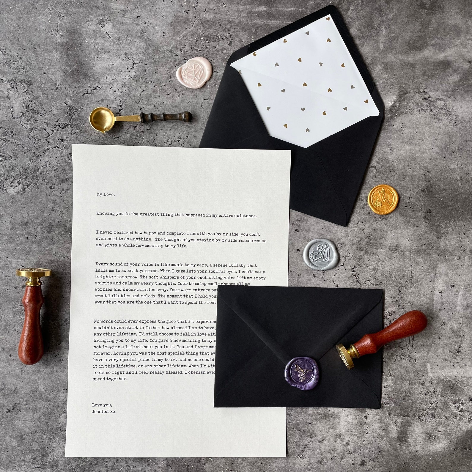 Love Letter Hearts Personalised Gift Present Wax Sealed - Etsy