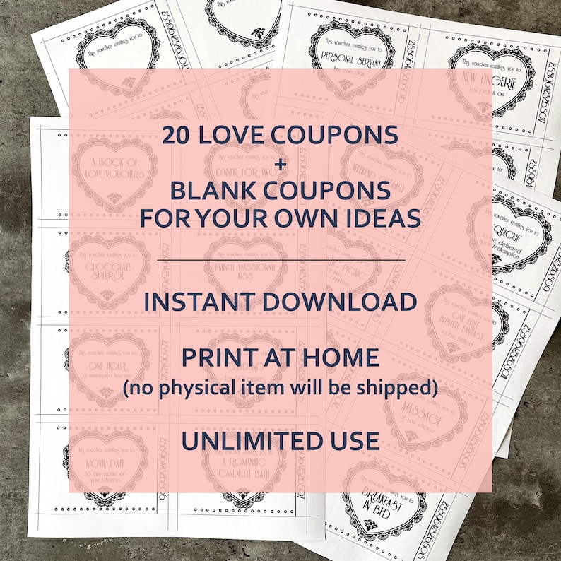 Printable Love Vouchers Coupons Book | Digital PDF Print | Cute Gift ...
