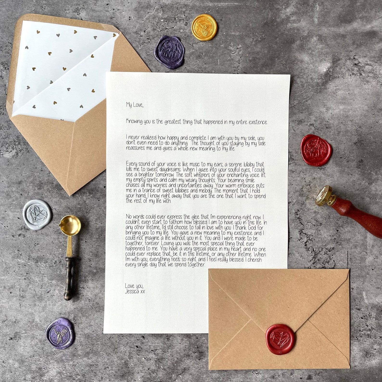 Love Letter Hearts Personalised Gift Present Wax Sealed - Etsy UK