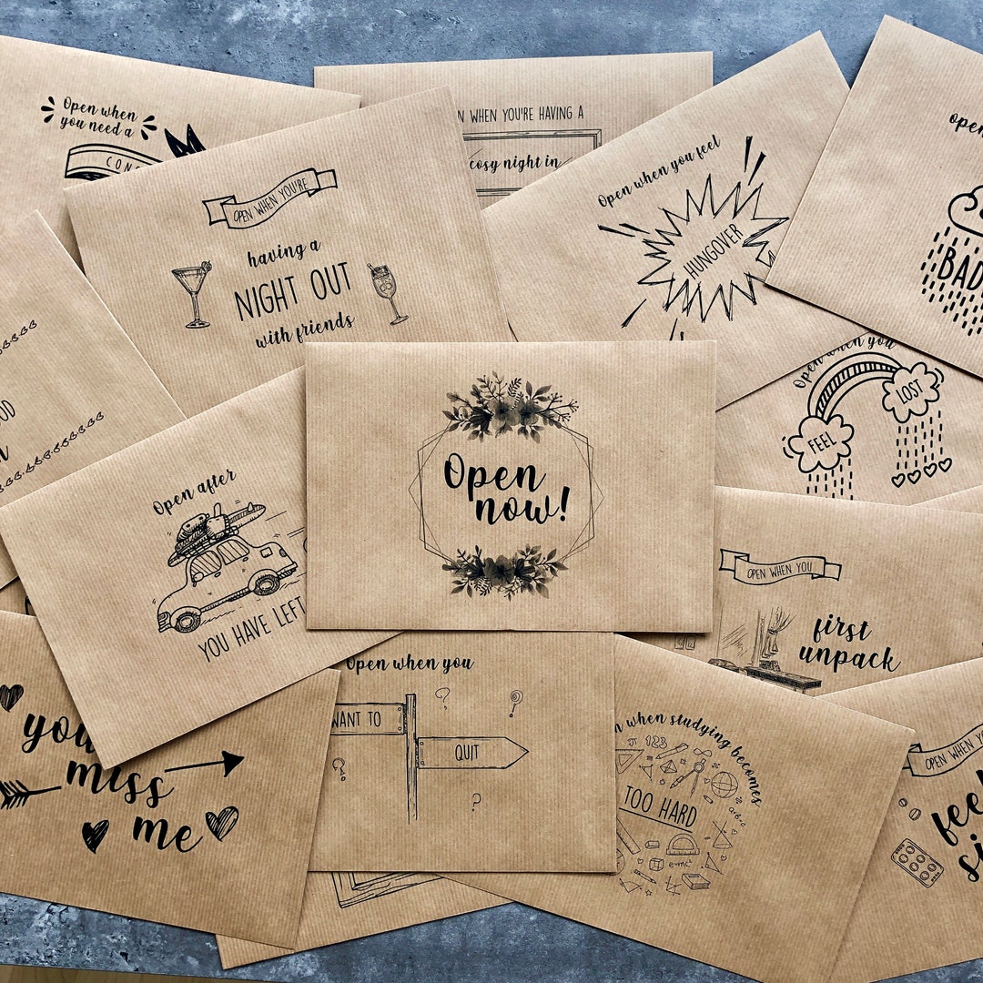Set of Open When Envelopes Leaving for University College Gift Present ...