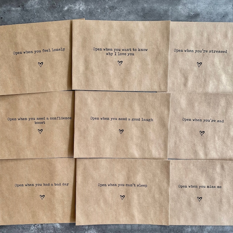 Set of Open When Envelopes | Free Title Personalisation | Valentine's ...