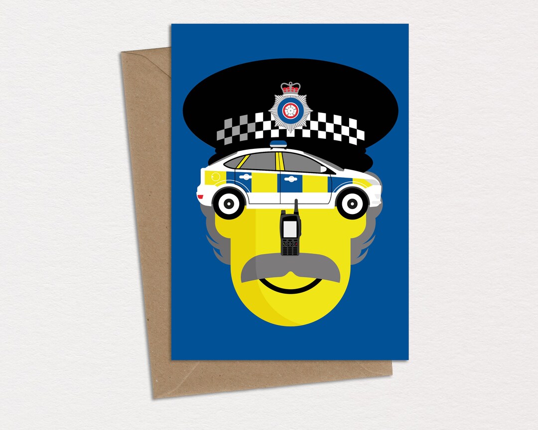 Old Bill Police Force Birthday Card Greeting Card Key Worker Caricature ...