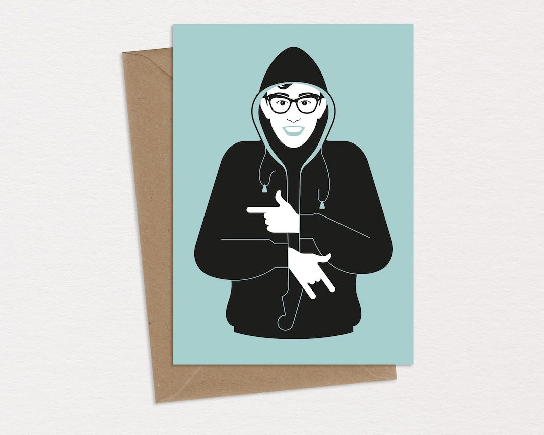 Hoodie Holly AKA Buddy Holly Birthday Card Greeting Card Caricature Pop ...
