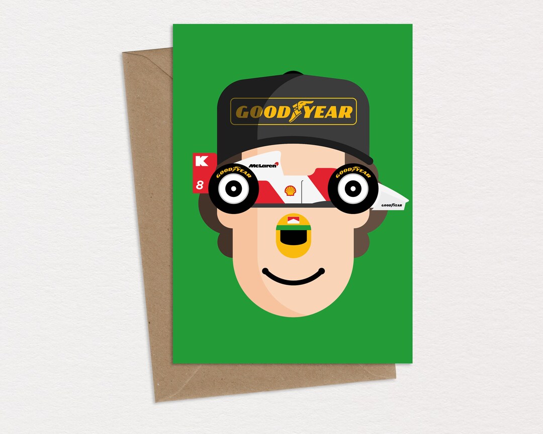 Ayrton Senna Birthday Card Greeting Card Mclaren Formula 1 Grand Prix ...