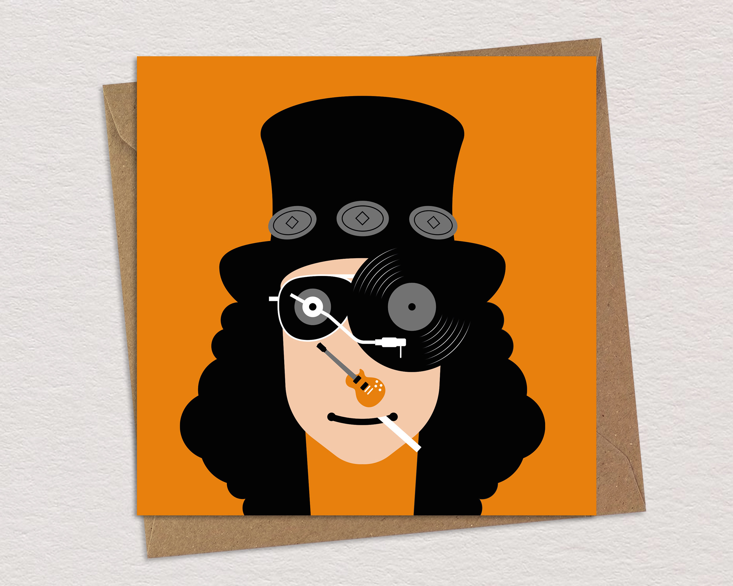 Slash Birthday Card Greeting Card 80s 90s Rock Caricature Pop Art Music ...