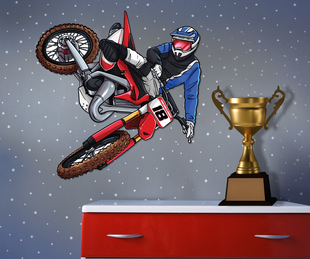 Your Name Number Custom Motocross Dirt Bike Racing Wall Decal Fathead ...