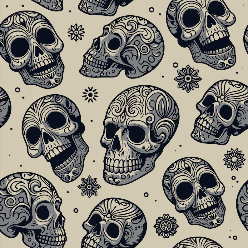 Skull SVG Download File Repeating Pattern Vector Digital Art Print ...