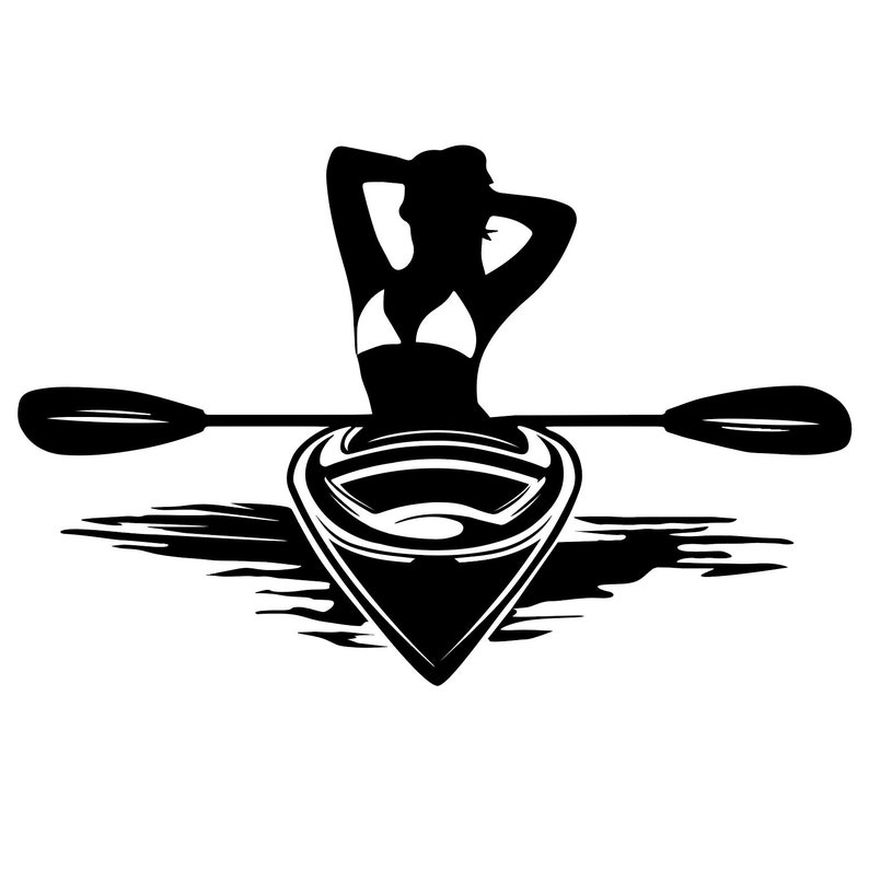 Woman in Bikini Floating Kayak Canoe Downloadable SVG Vector Art File ...