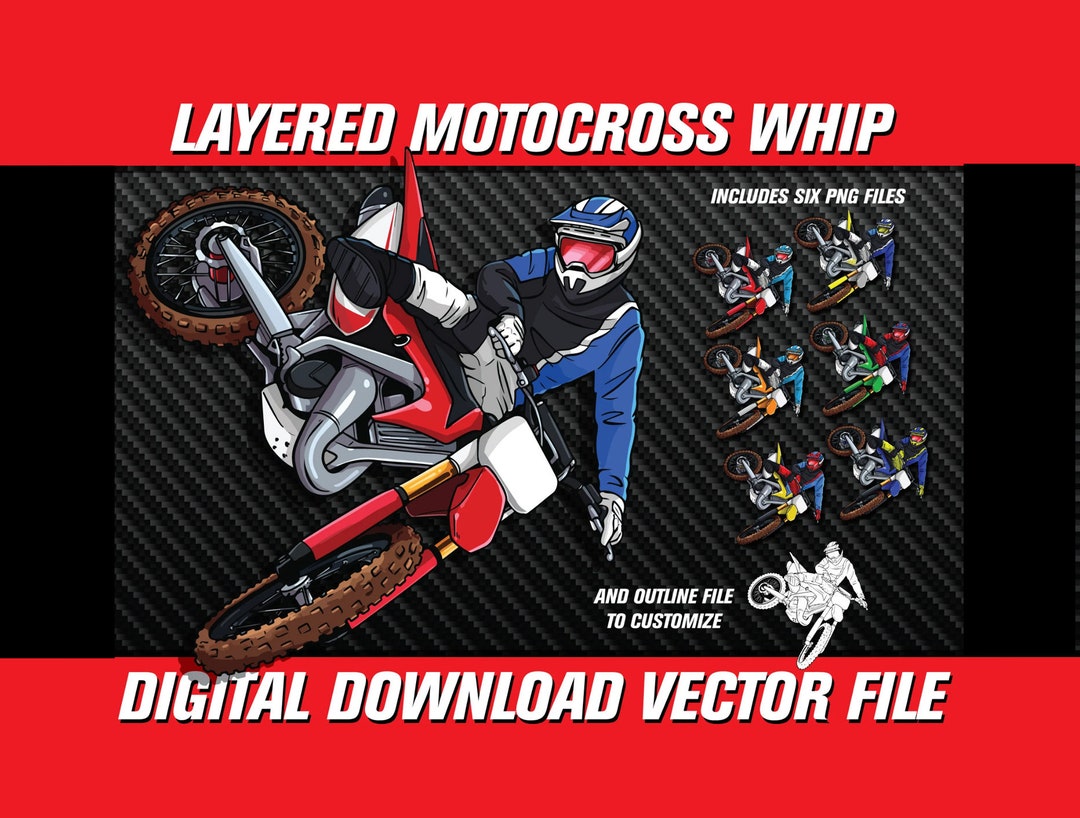 Motocross Digital Vector Download Motorcycle Racing Custom Graphic Art ...