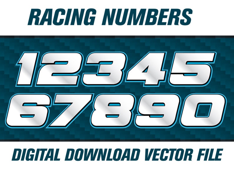 Digital Download Numbers Motorcycle Racing Motocross Car Font 0-9 SVG ...