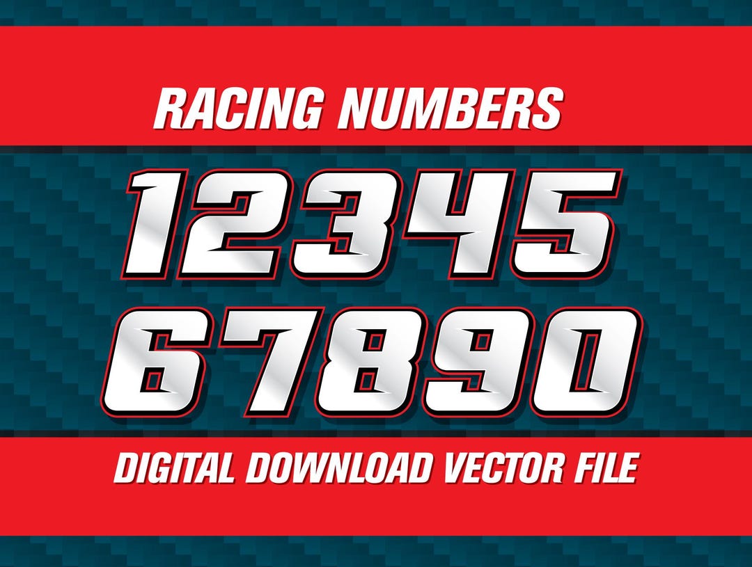 Racing Numbers Font: SVG, PNG, PDF Vector (digital Download) - Etsy