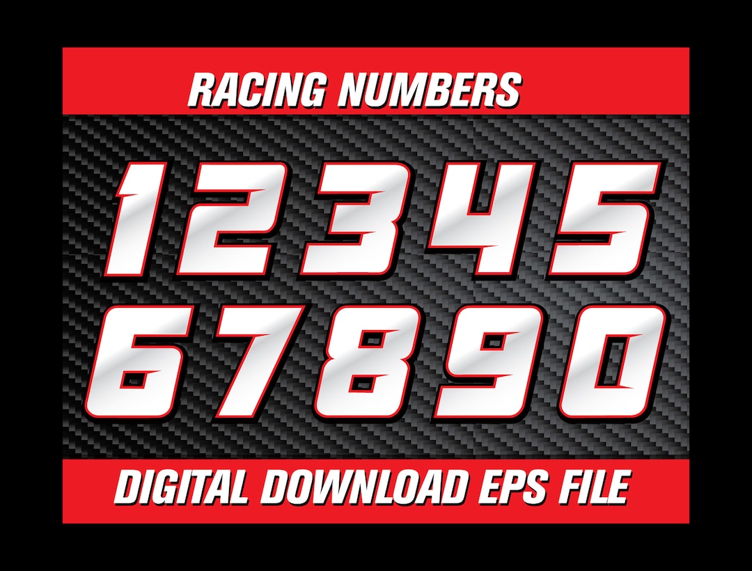 Racing Numbers Font: SVG, PNG, PDF Vector Art (digital Download) - Etsy