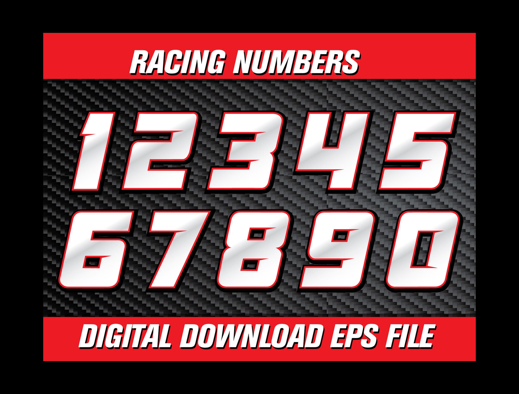Digital Download Numbers Motorcycle Racing Motocross Car Font 0-9 SVG ...