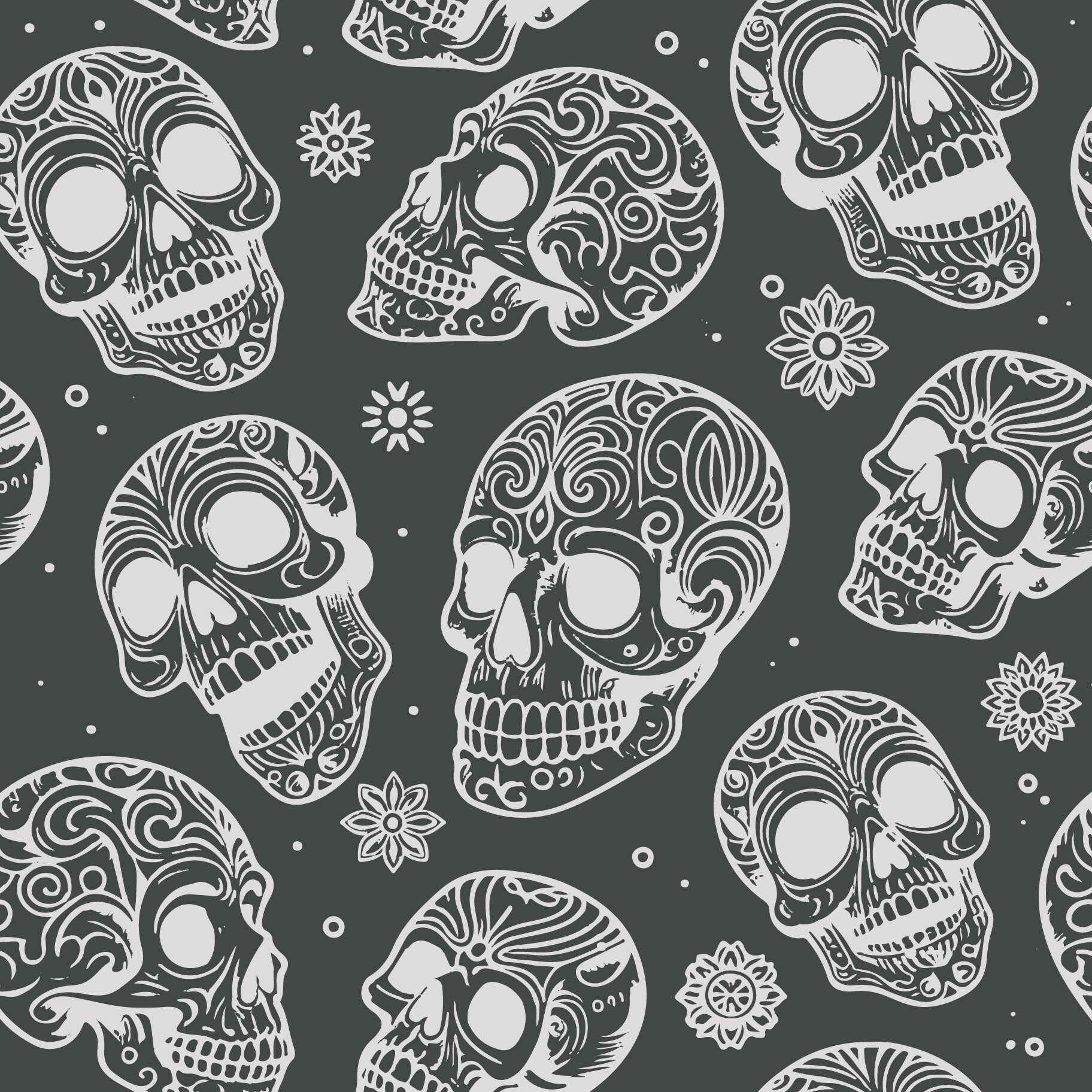 Skull SVG Download File Repeating Pattern Vector Digital Art Print ...