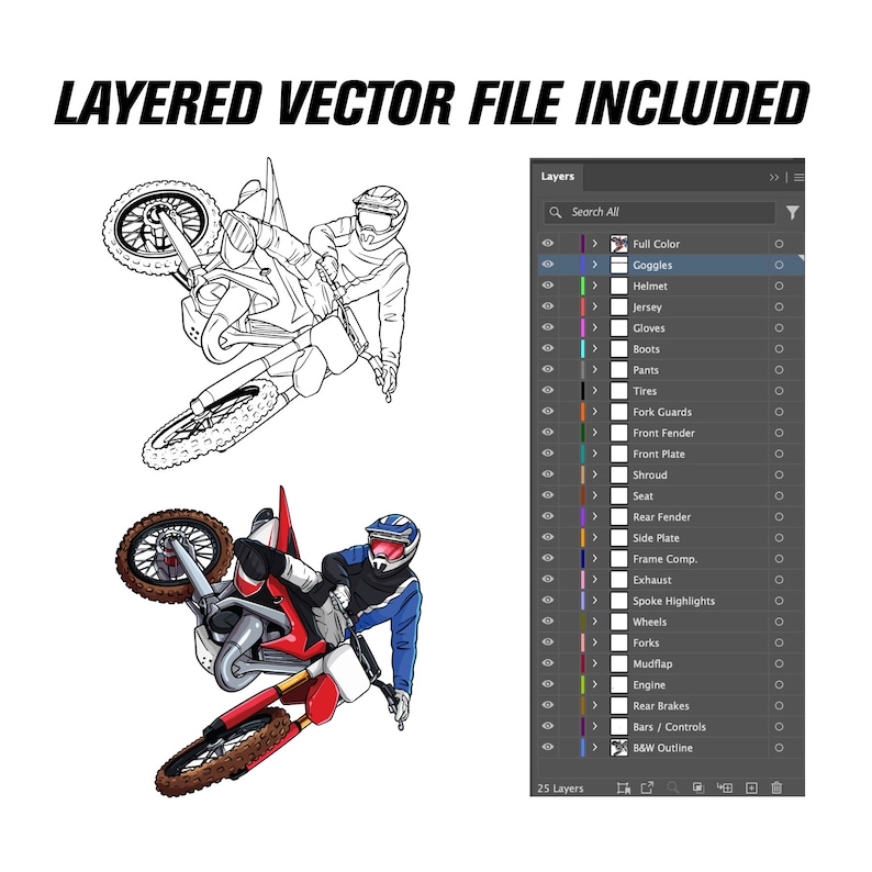 Motocross Digital Vector Download Motorcycle Racing Custom Graphic Art ...