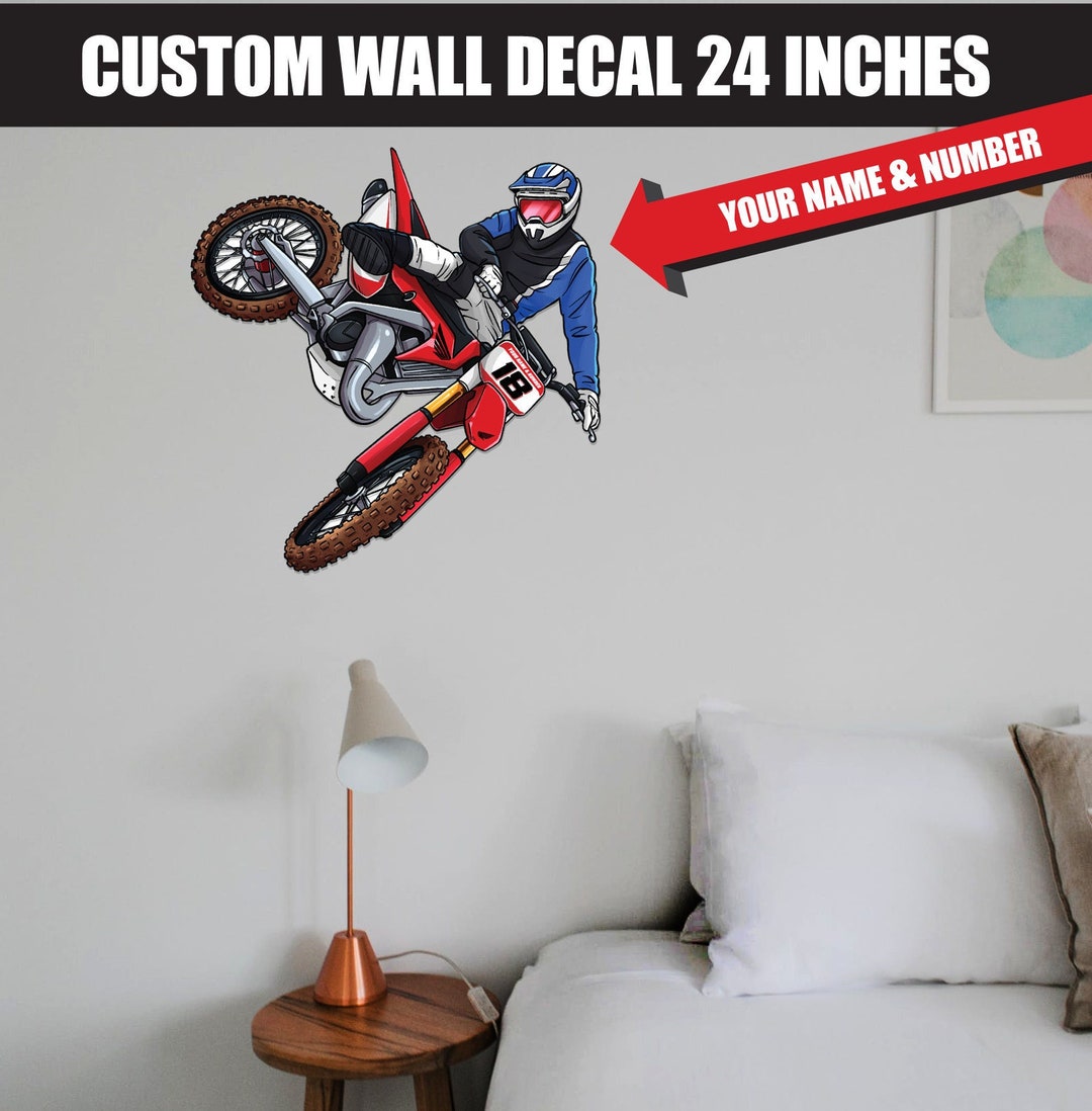Custom Motocross Wall Decal: Personalized Dirt Bike Room Decor - Etsy