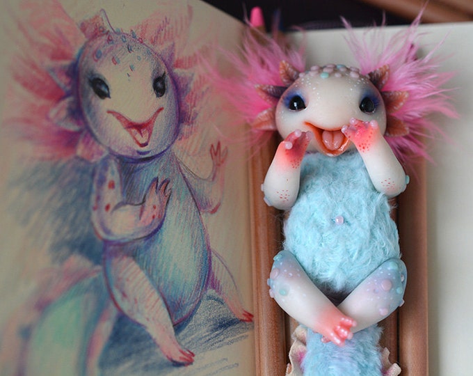 Axolotl. Water Lizard. Water Dragon. Smiling Dragon. Mixed Media ...