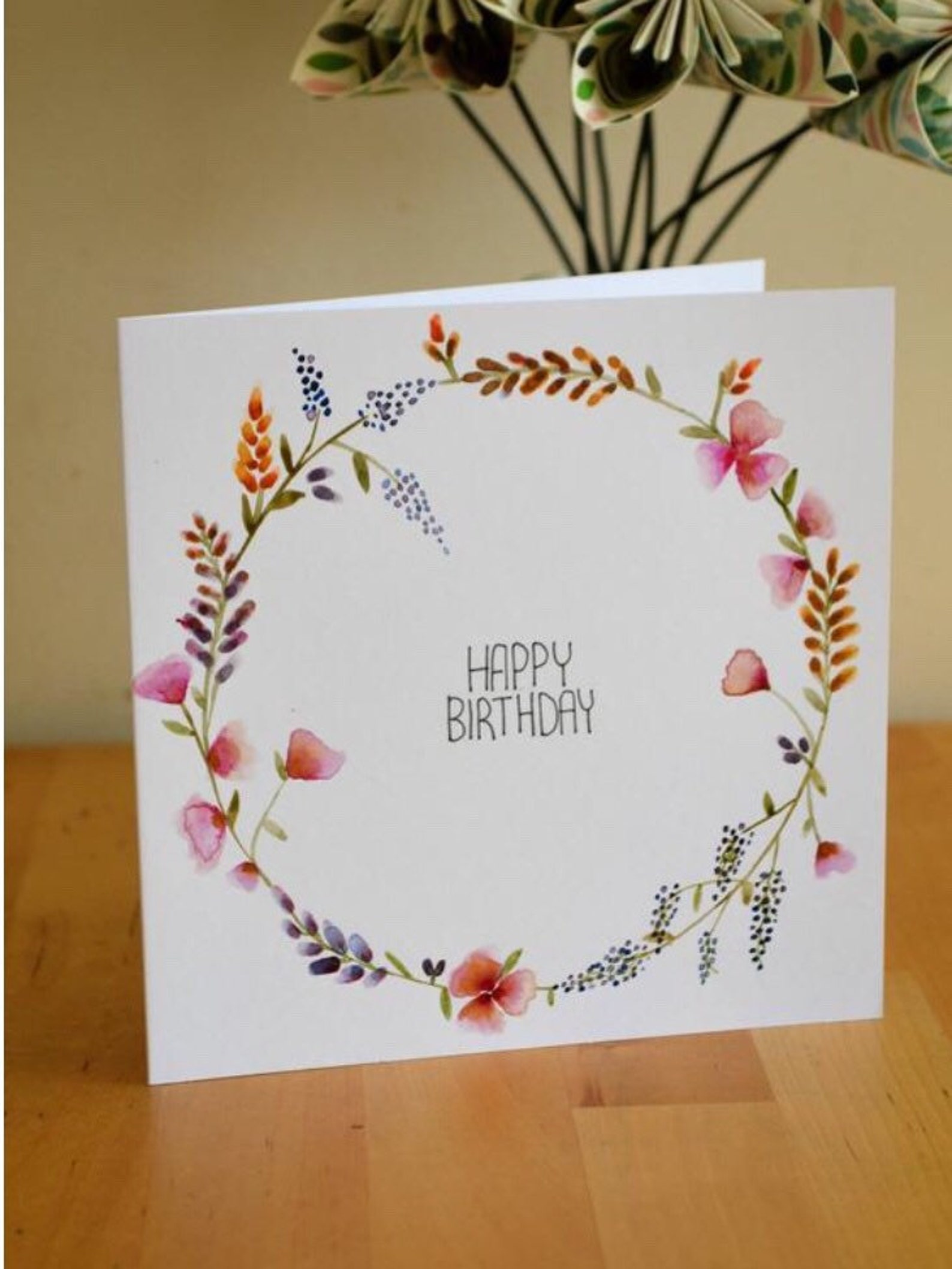 Personalised Hand Painted Floral Card - Etsy UK