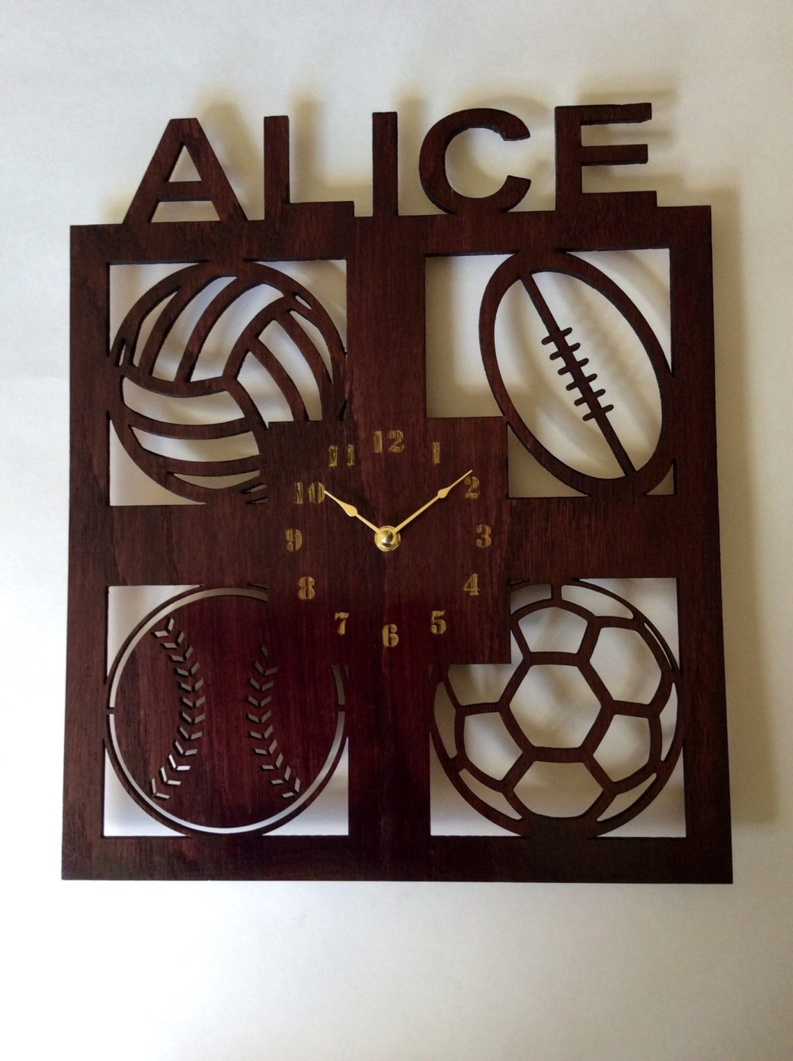 Personalized sports wall clock. Kids wall clock clock large | Etsy