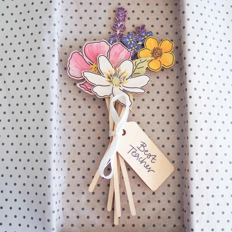 Bouquet of Wooden Flowers Teacher Gift - Etsy