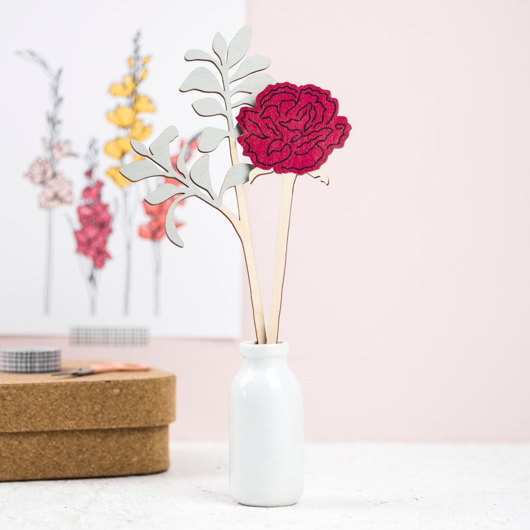 June Birth Flower 5th Wedding Anniversary Wooden Flower - Etsy