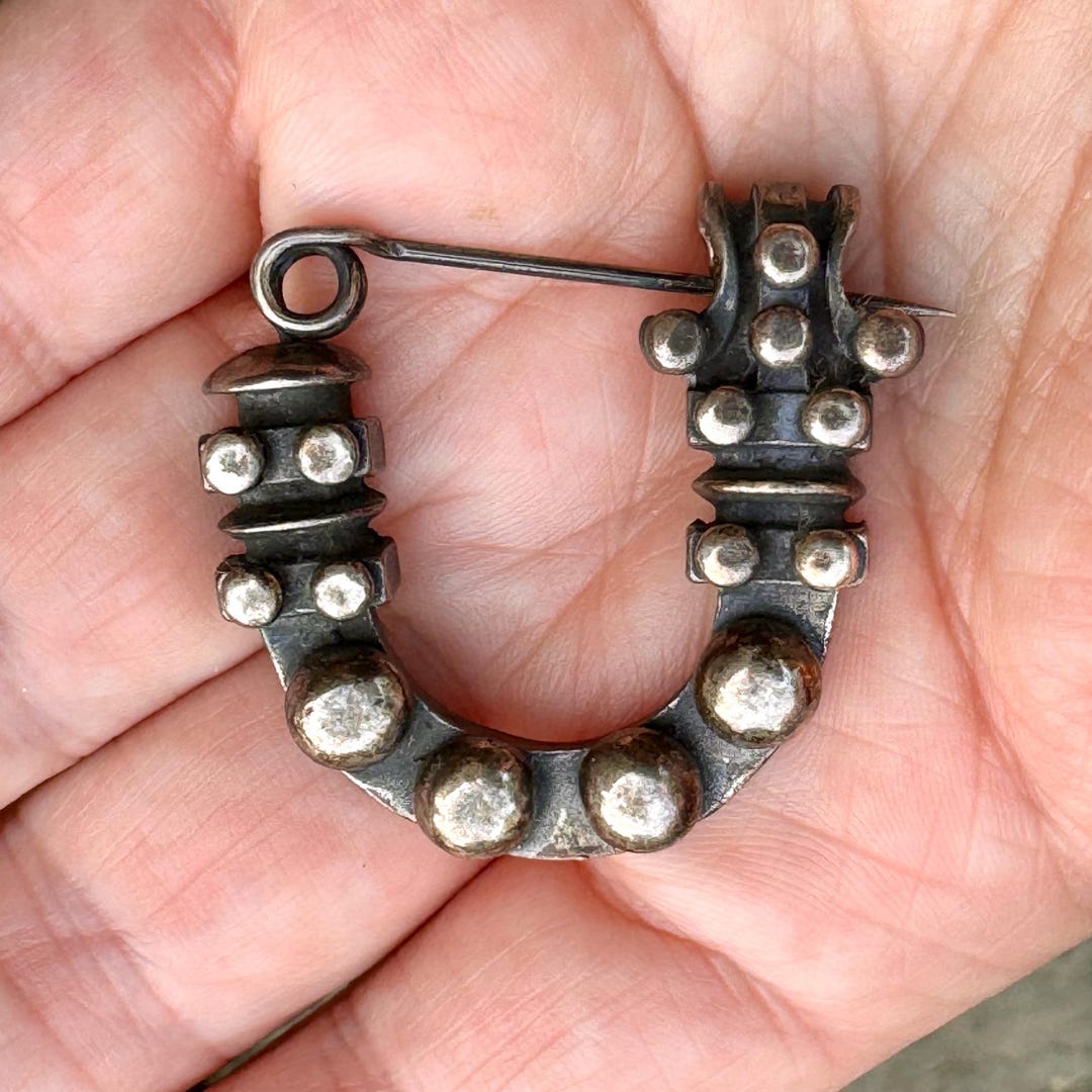 Pewter Celtic Bronze Age Fibula Style Brooch Fastening Horseshoe Shape ...