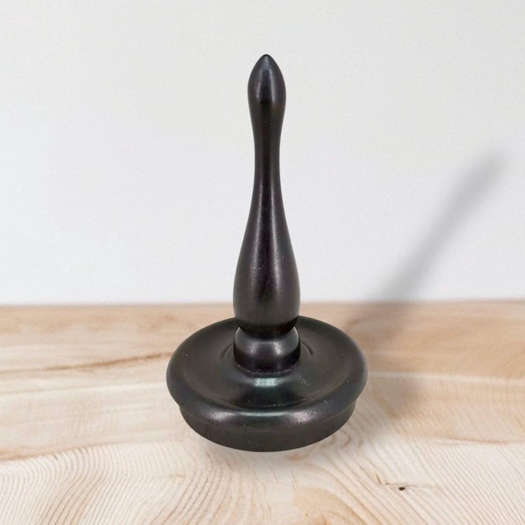 Antique Real Ebony Wood Ring Stand Holder. Black Turned Wooden Treen ...