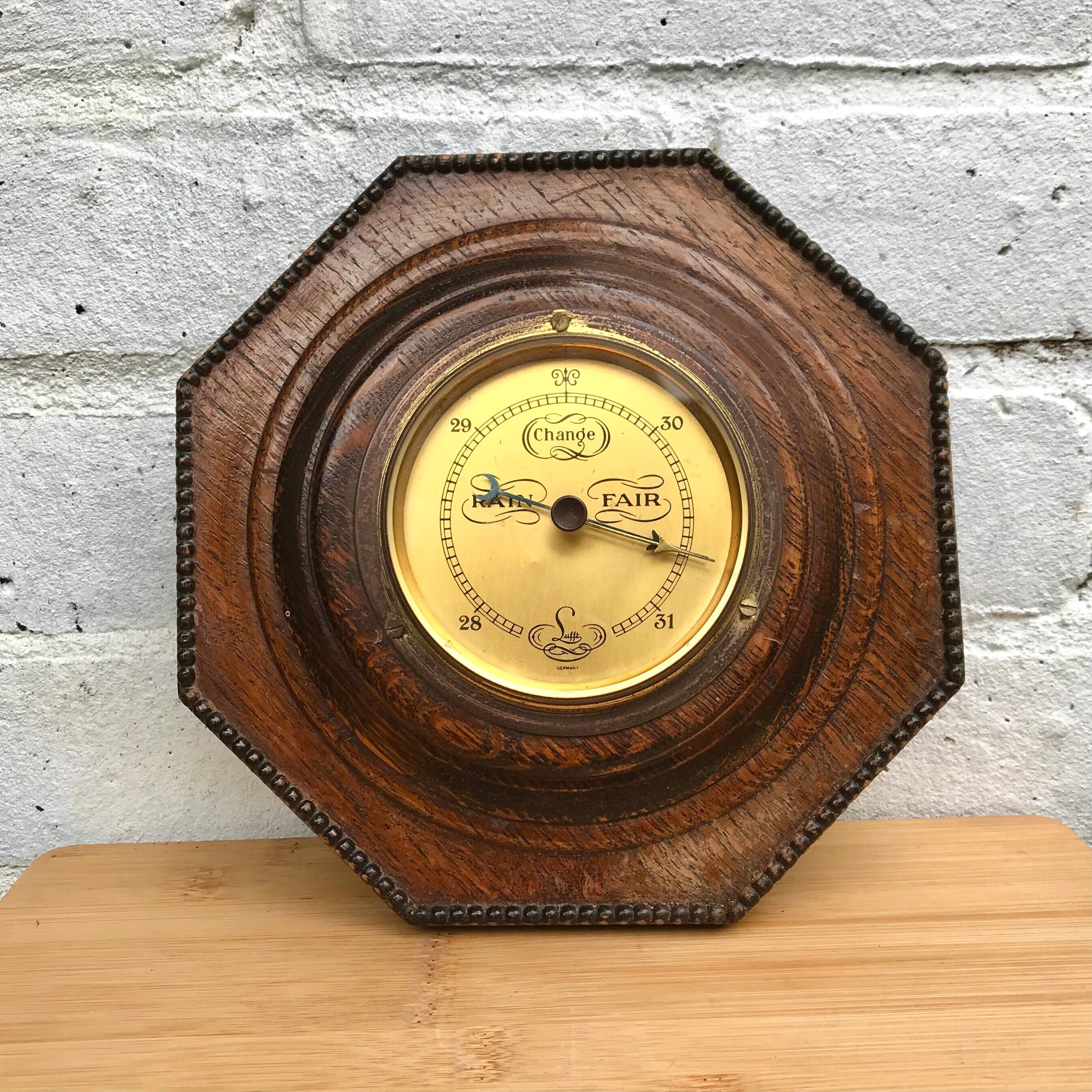 Lufft Barometer Dark Oak Octagonal Frame With a Gold Face | Etsy UK