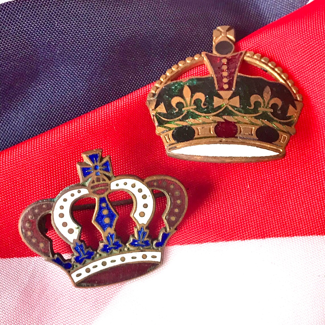 Vintage 1930s Enamel Royal Crown Pin Brooch, Lapel Badge. Choice of 2 ...