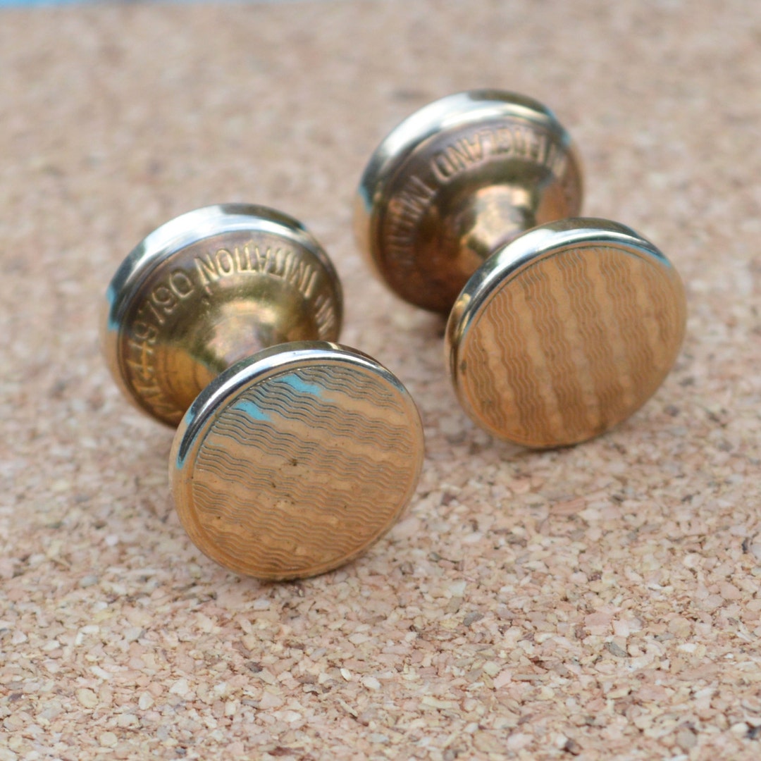 1930s Art Deco Cufflinks - Gold - Imitation Pat. 449790 Made in England ...