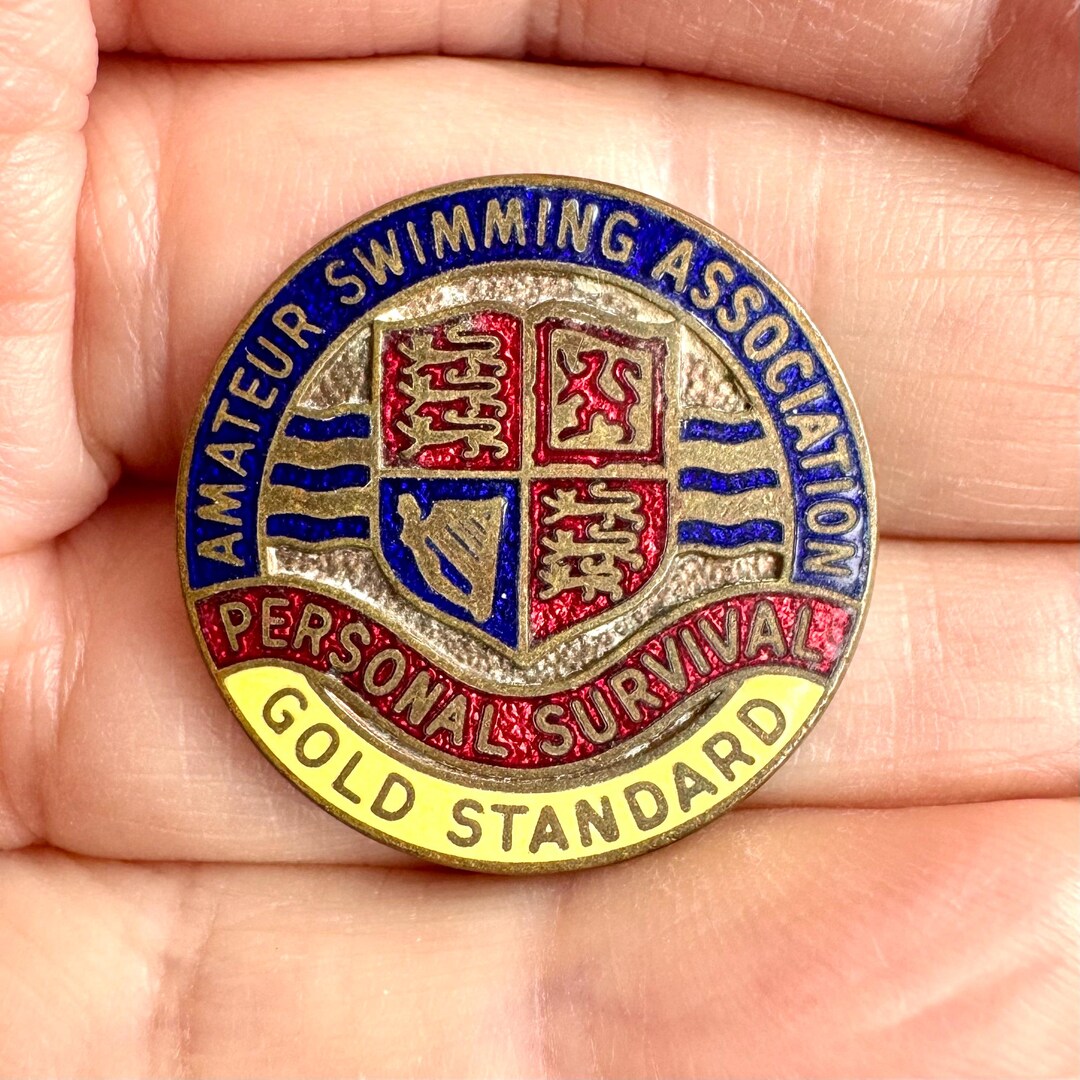 Vintage Amateur Swimming Association Personal Survival Enamel Lapel Pin ...