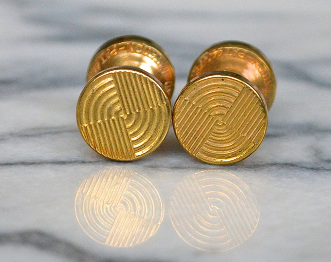 1930s Art Deco Cufflinks - Gold - Imitation Pat. 449790 Made in England ...
