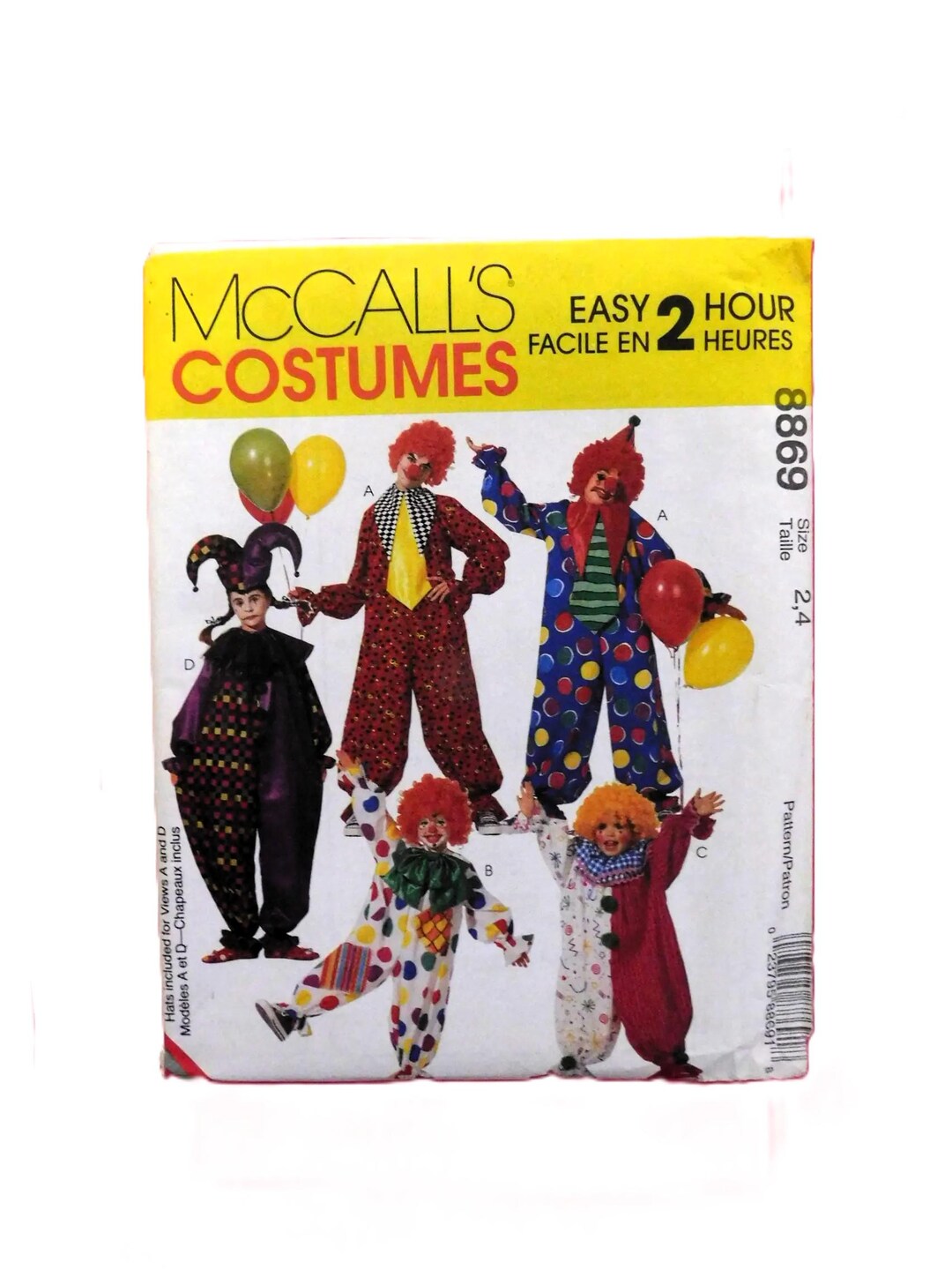 Mccall's 8869/6719 CIRCUS CLOWNS Rodeo Kids Three Size Choices Toddler ...