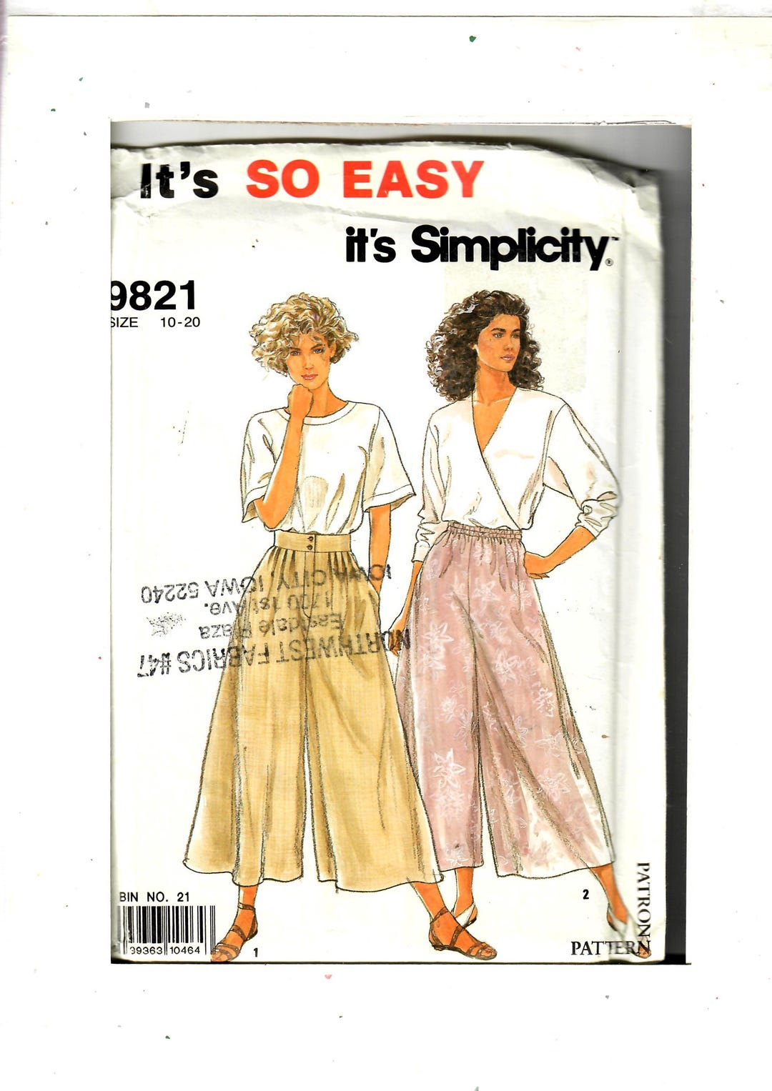 Simplicity 9821 Sewing Pattern Misses Culottes Size 10-20 Uncut, FF ...