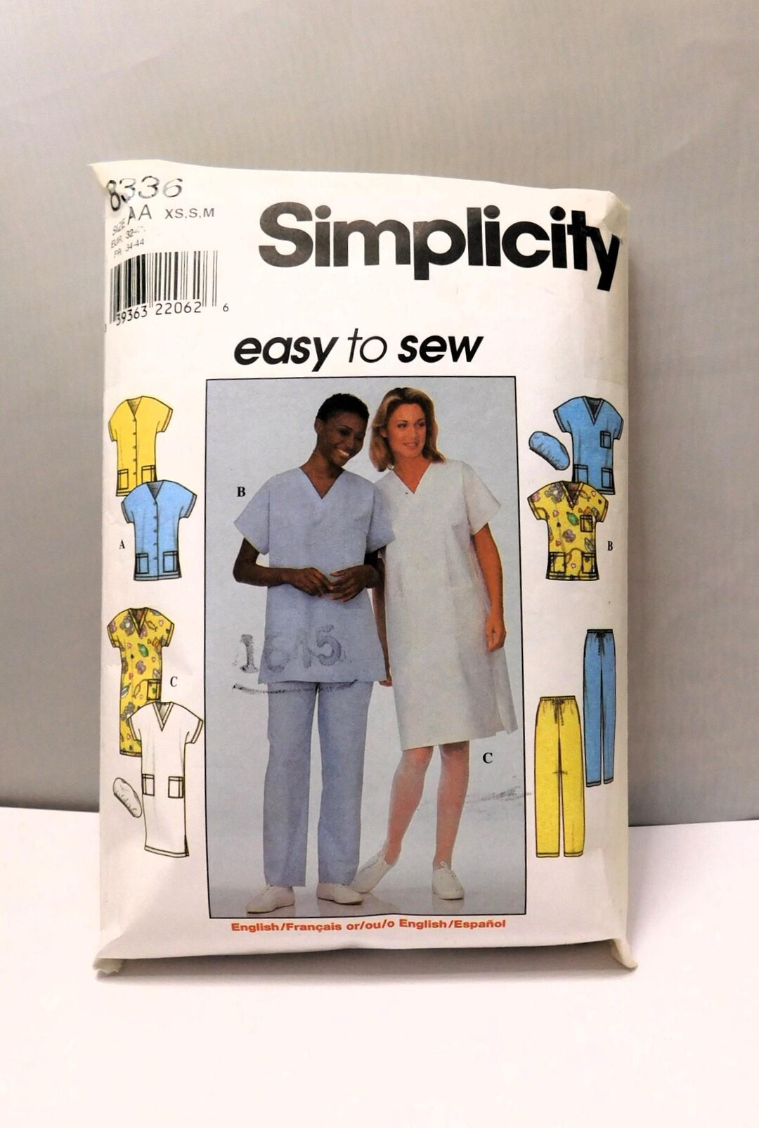 Simplicity 8336 Scrubs Sewing Pattern: Top, Dress, Pants, Hat (XS-M ...