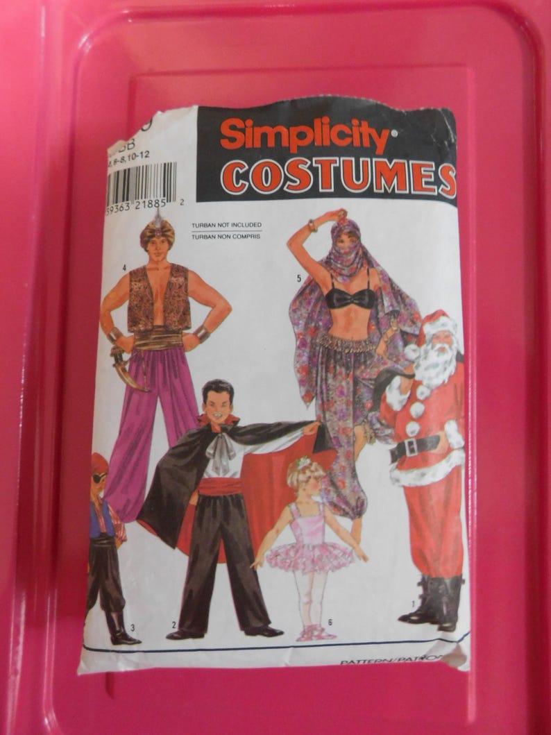 GENIE, PIRATE, Dracula Costume Sewing Pattern, Simplicity S8289 Size 2 ...