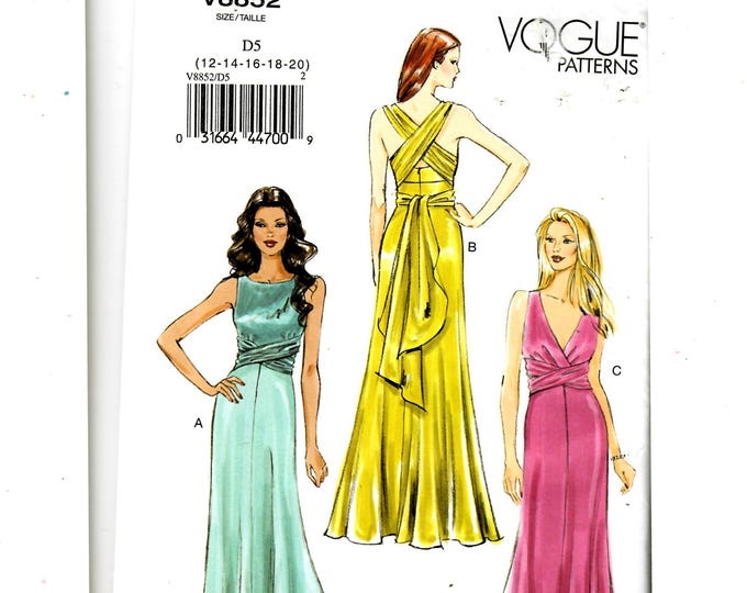 Vogue V8852 Sewing Pattern Evening Dress Close Fitting Bodice, Raised ...