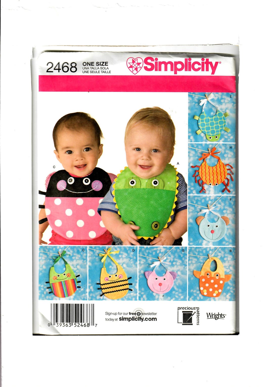 BABY BIBS Simplicity 2468 Sewing Pattern, Applique Designs (uncut) - Etsy