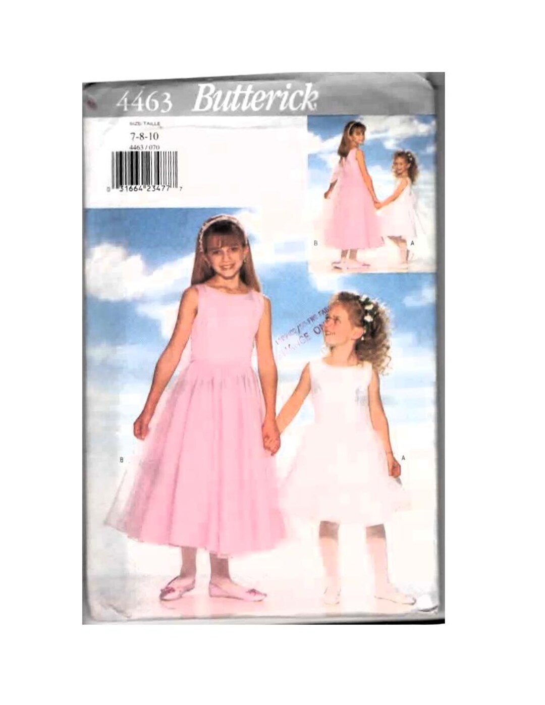 Butterick 4463 Sewing Pattern UC Girl's Size 7-10 Wedding Flower Girl ...