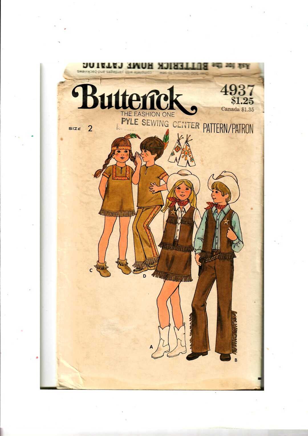 Vintage Costume Sewing Pattern: Native American & Cowboy - Size 2 - Etsy