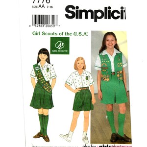 Simplicity 7776 Sewing Pattern Girl Scout Uniform Skirt, Shirt, Shorts ...